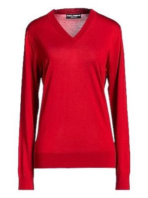 Dolce & Gabbana V-neck Lightweight Knit Sweater - Red