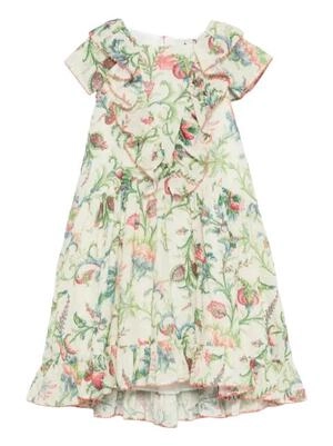 Etro Ruffled Floral Print Dress - White
