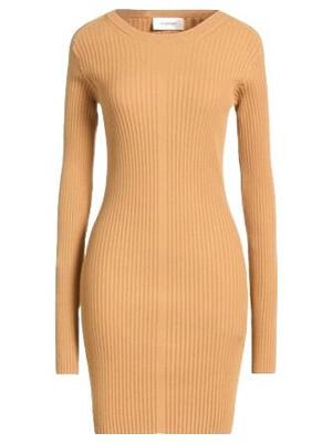 Sportmax Ribbed Knit Crewneck Long Sleeve Fitted Dress - Nude