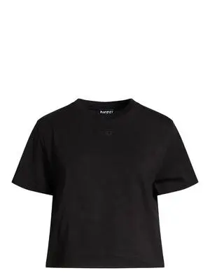 DIESEL® Cropped T-shirt With Logo - Black
