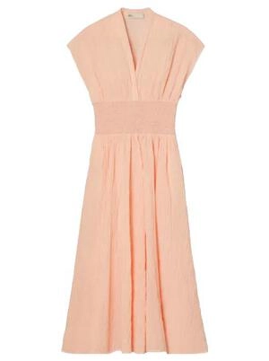 Tory Burch V-neck Linen Dress - Melon