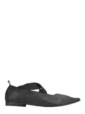 UMA WANG Uma Wang Pointed Toe Ballet Flats With Elastic Cross Straps Black