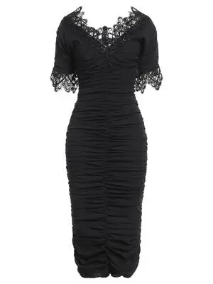 Dolce & Gabbana Midi Dress With Lace And Gathered Detailing - Black