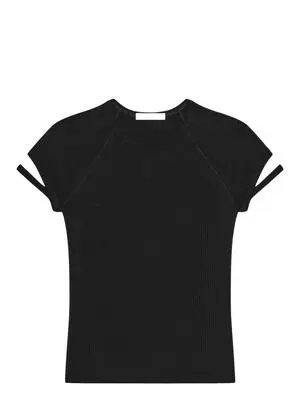Helmut Lang Helmut Lang Cutout Sleeve Ribbed Top Black