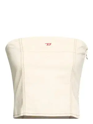 DIESEL® Denim Strapless Tube Top With Embroidered Logo - White