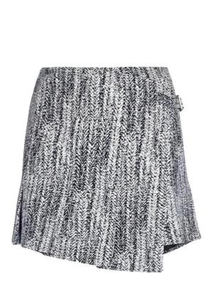 GANNI Two-tone Tweed Wrap Skirt - Blue