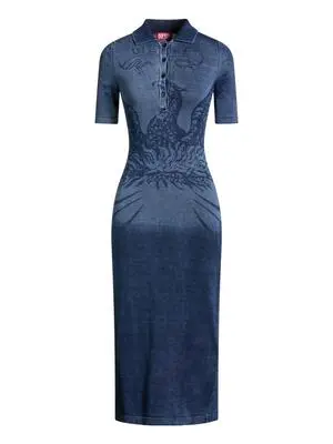 DIESEL® Bodycon Dress With Button-down Collar And Short Sleeves - Blue