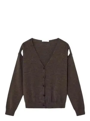 Gimaguas V-neck Cutout Cardigan - Brown