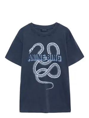 ANINE BING Lili Tee Ld62 Graphic Print T-shirt - Water-washed Black