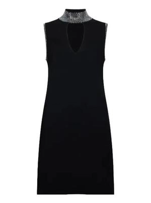 Liu Jo Sleeveless High Neck Dress With Rhinestone Appliqu - Black