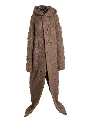 Rick Owens Hooded Cashmere Coat - Brown