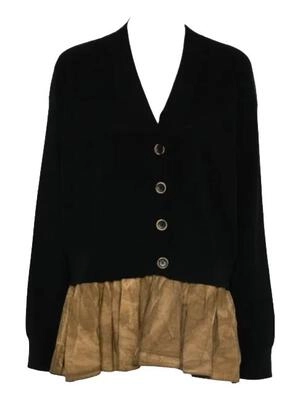UMA WANG V-neck Cardigan With Ruffle Trim - Black