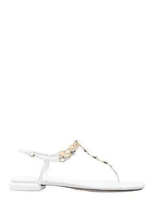 Miu Miu Embellished Thong Sandals - White
