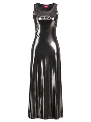 DIESEL® Sleeveless Metallic Jersey Maxi Dress - Silver