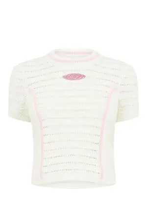 Casablanca Cropped T-shirt With Cutout Details - White