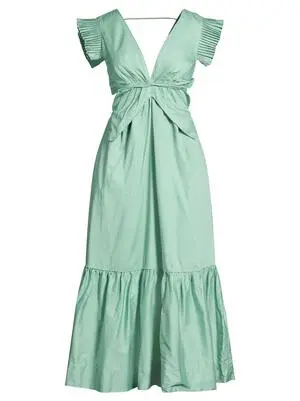 Farm Rio Flared Maxi Dress With Pleated Details - Green