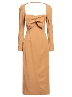 Jacquemus Midi Dress With Bow Detail And Sweetheart Neckline - Golden