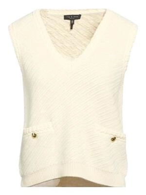 Rag & Bone Sleeveless Knitted Waistcoat With Welt Pockets - White