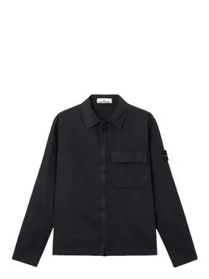 STONE ISLAND Logo-patch Flap-pocket Zipped Overshirt