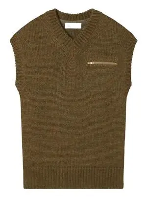 Tory Burch Wool V-neck Vest - Brown