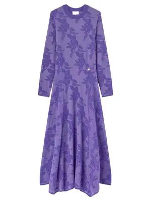 GANNI Floral Knit Midi Dress - Purple