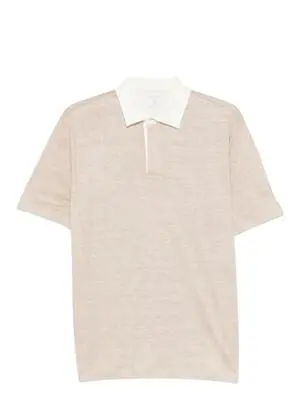 Eleventy Contrast-panel Polo Shirt - Nude