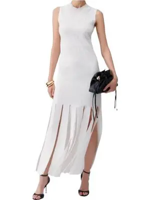 Liu Jo Sleeveless Fringed Maxi Dress - White