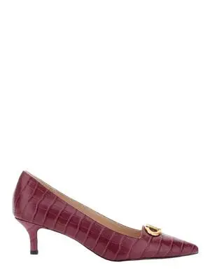 TWINSET Crocodile-effect Leather Pumps With Gold-tone Buckle - Red