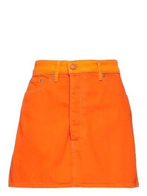 GANNI Flared Denim Skirt - Orange