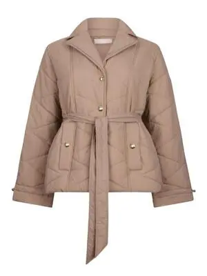Liu Jo Liu Jo Quilted Belted Jacket Beige