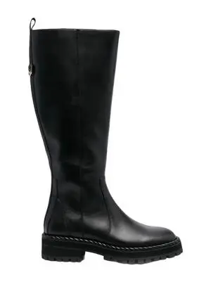 Liu Jo Knee-high Leather Boots With Side Zip - Black