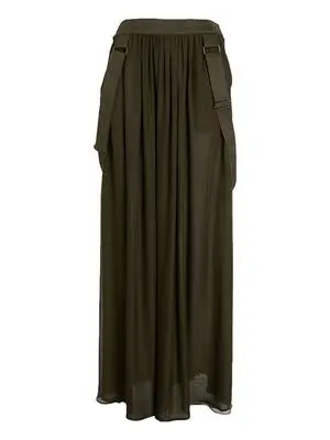 Max Mara Solid Colored Flare Maxi Skirt With Button Detailing - Green