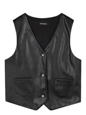 Zadig&Voltaire Leather Waistcoat - Black