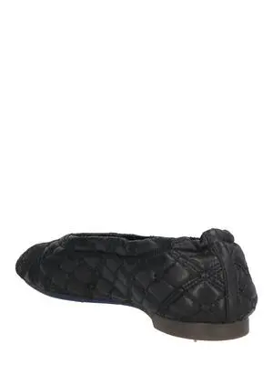 Burberry Leather Embroidered Ballet Flats - Black