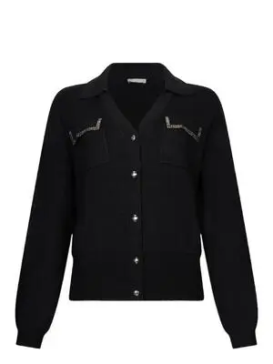 Liu Jo Appliqued-pocket Cardigan - Black