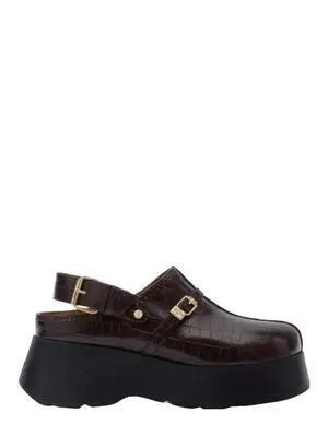 GANNI Ganni Croc Effect Buckle Pumps Black