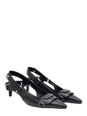COURREGES Leather Slingback High Heels - Black