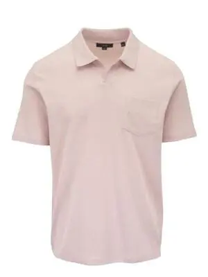 Vince Waffle-knit Chest-pocket Polo Shirt - Pink