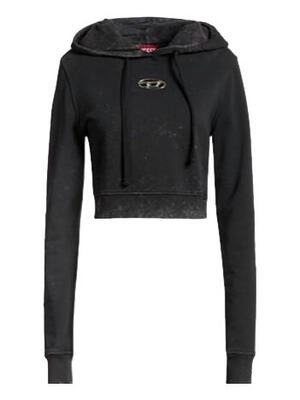 DIESEL® Cropped Hooded Sweatshirt - Black