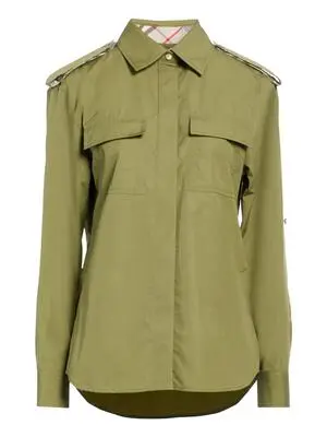Burberry Long Sleeve Shirt With Classic Collar And Pockets - Green