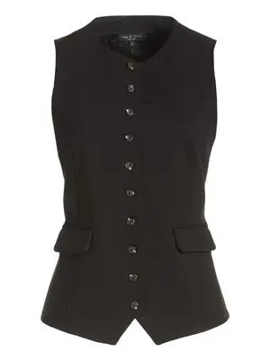Rag & Bone Herringbone Elastic Waistcoat - Black