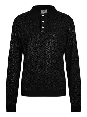 Casablanca Long-sleeved Polo Shirt - Black