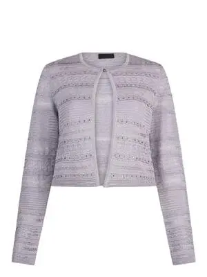 Liu Jo Openwork Knitted Cardigan With Lurex Accents - Grey