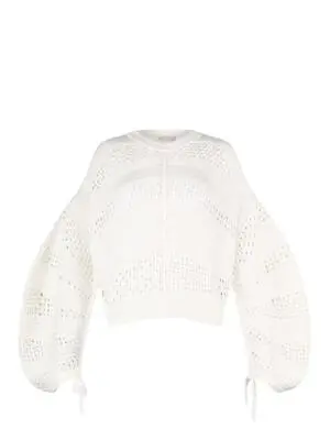 Liu Jo Tie-detail Crewneck Jumper - White Wool