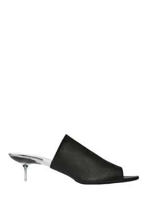 COURREGES Square-toe Kitten Heel Sandals - Black