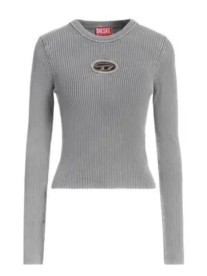 DIESEL® Ribbed Crew Neck Long Sleeve Top - Gray