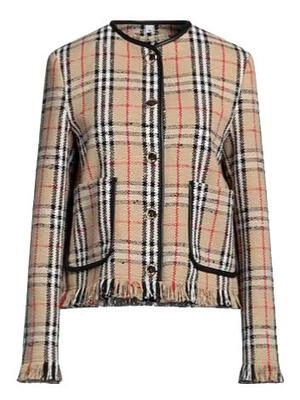 Burberry Printed Long Sleeve Jacket With Fringes - Nude