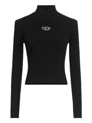 DIESEL® Ribbed Knit Long Sleeve Turtleneck Sweater - Black