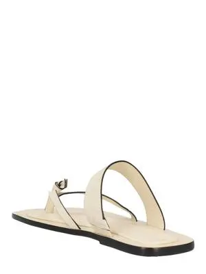 Farm Rio Leather Flip-flops With Knot Detailing - Ivory