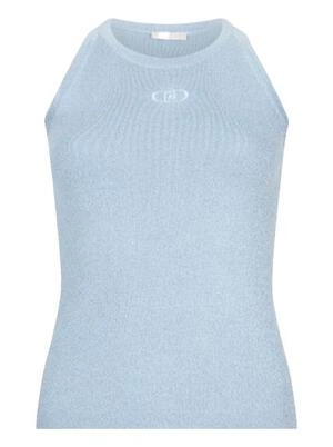 LIU JO Liu Jo Logo Embroidered Ribbed Knit Top